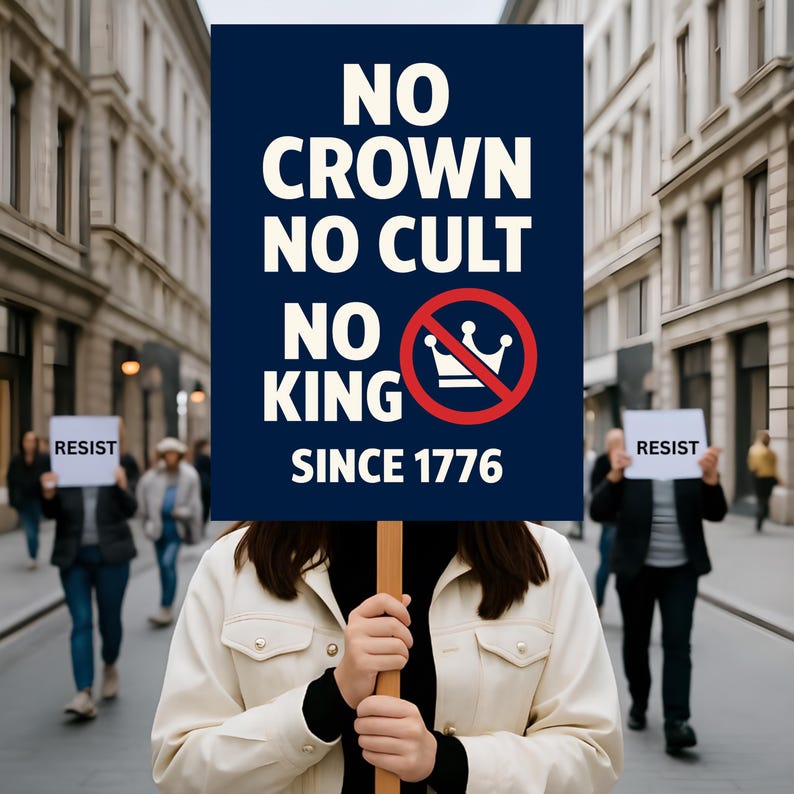No Kings Protest Sign Digital Download, Anti-authoritarian Wall Art ...