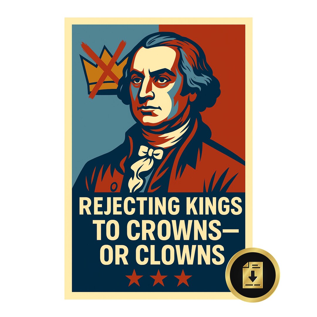 No Kings Printable Protest Sign: Founding Fathers Anti-trump Art ...