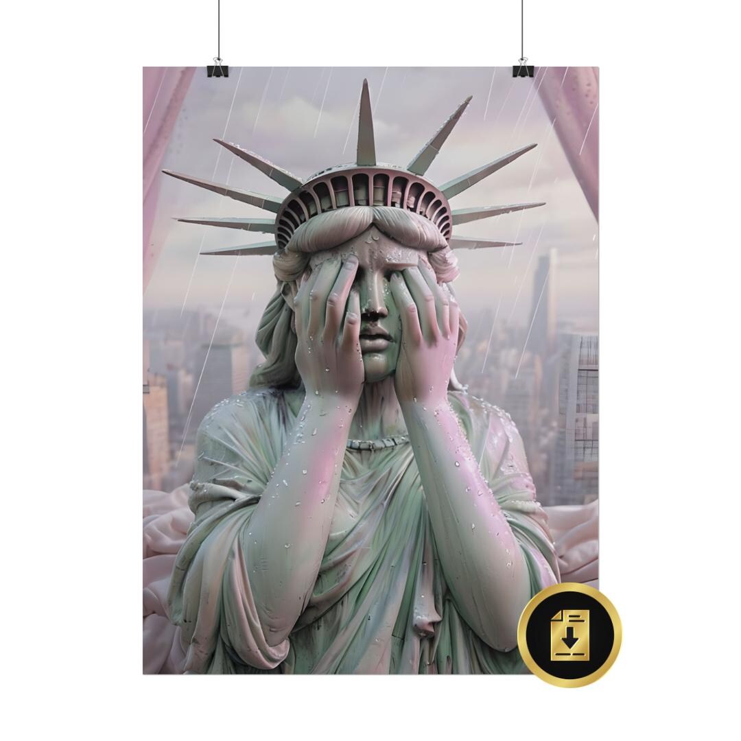 Printable Protest Poster | Crying Statue of Liberty | Anti-trump Sign ...