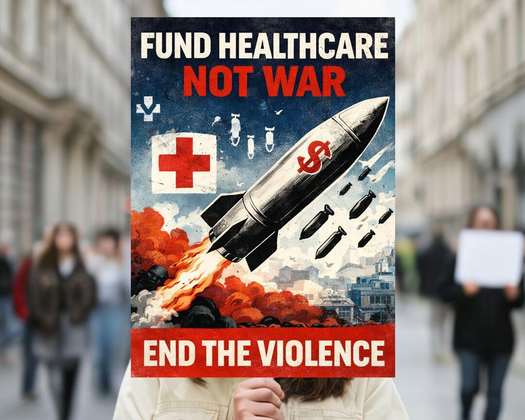 Fund Healthcare Not War Protest Sign, Anti-war Poster (digital Download ...