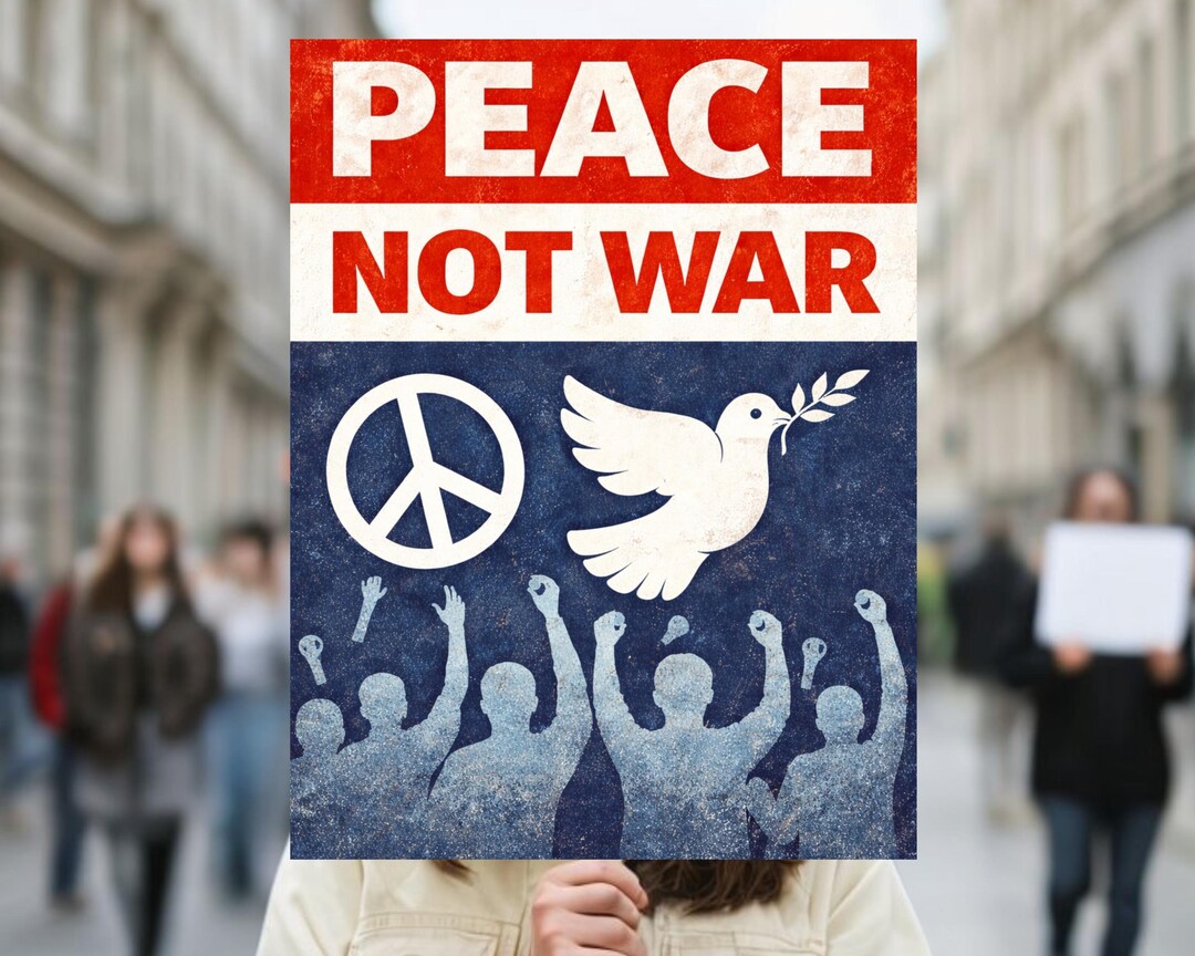 Peace Not War Protest Sign, Vintage Anti-war Poster (digital Download ...