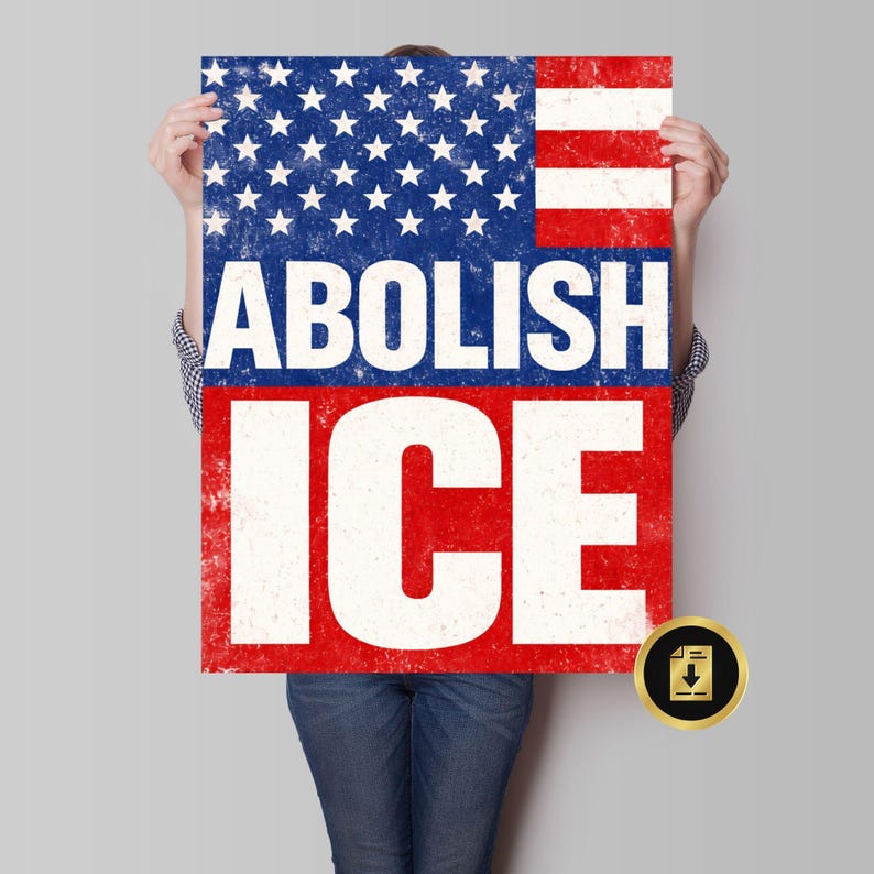 Abolish ICE Protest Sign, Distressed American Flag (digital Download ...