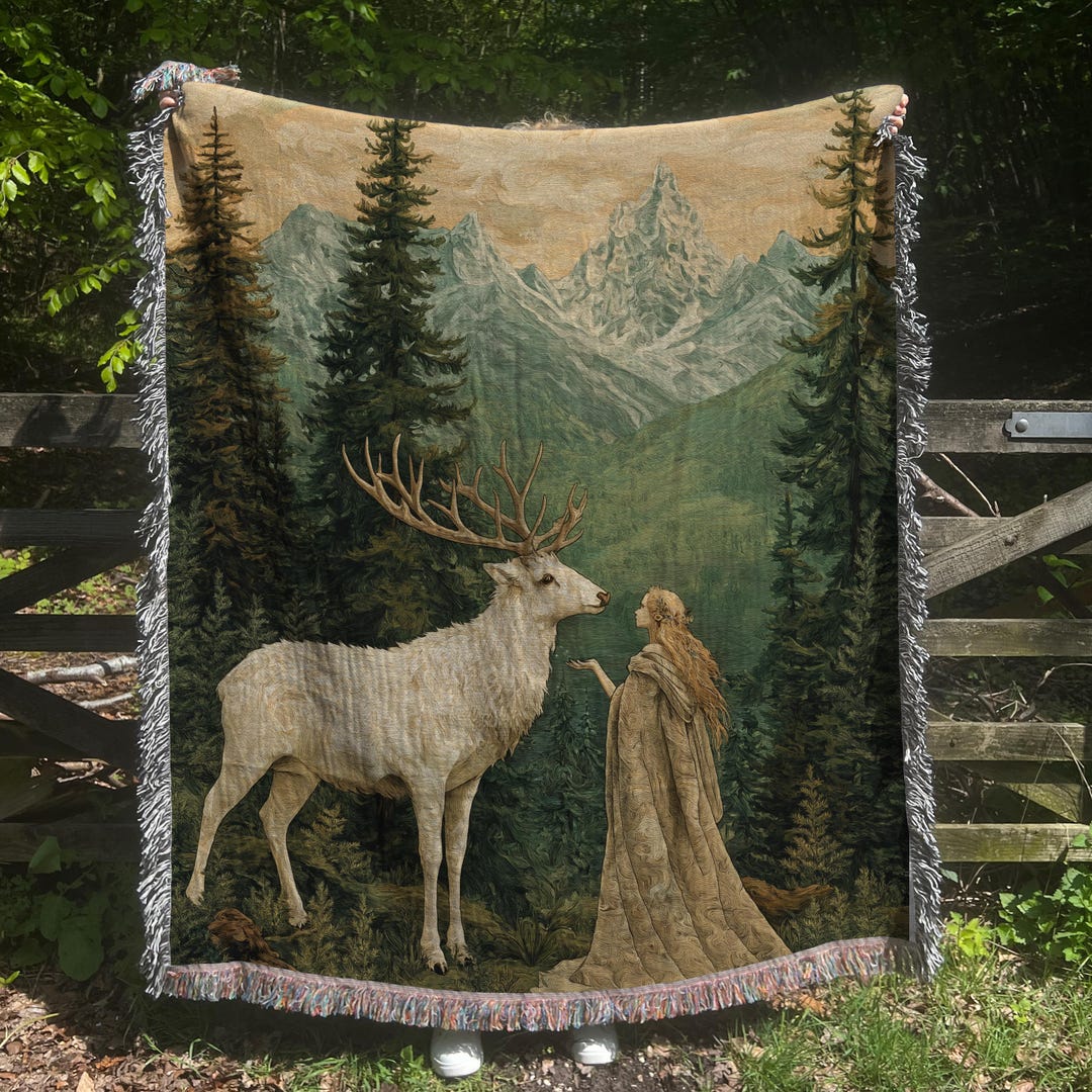 TOG Woven Blanket Fantasy Romance & Stag Tapestry Bookish Gift for ...