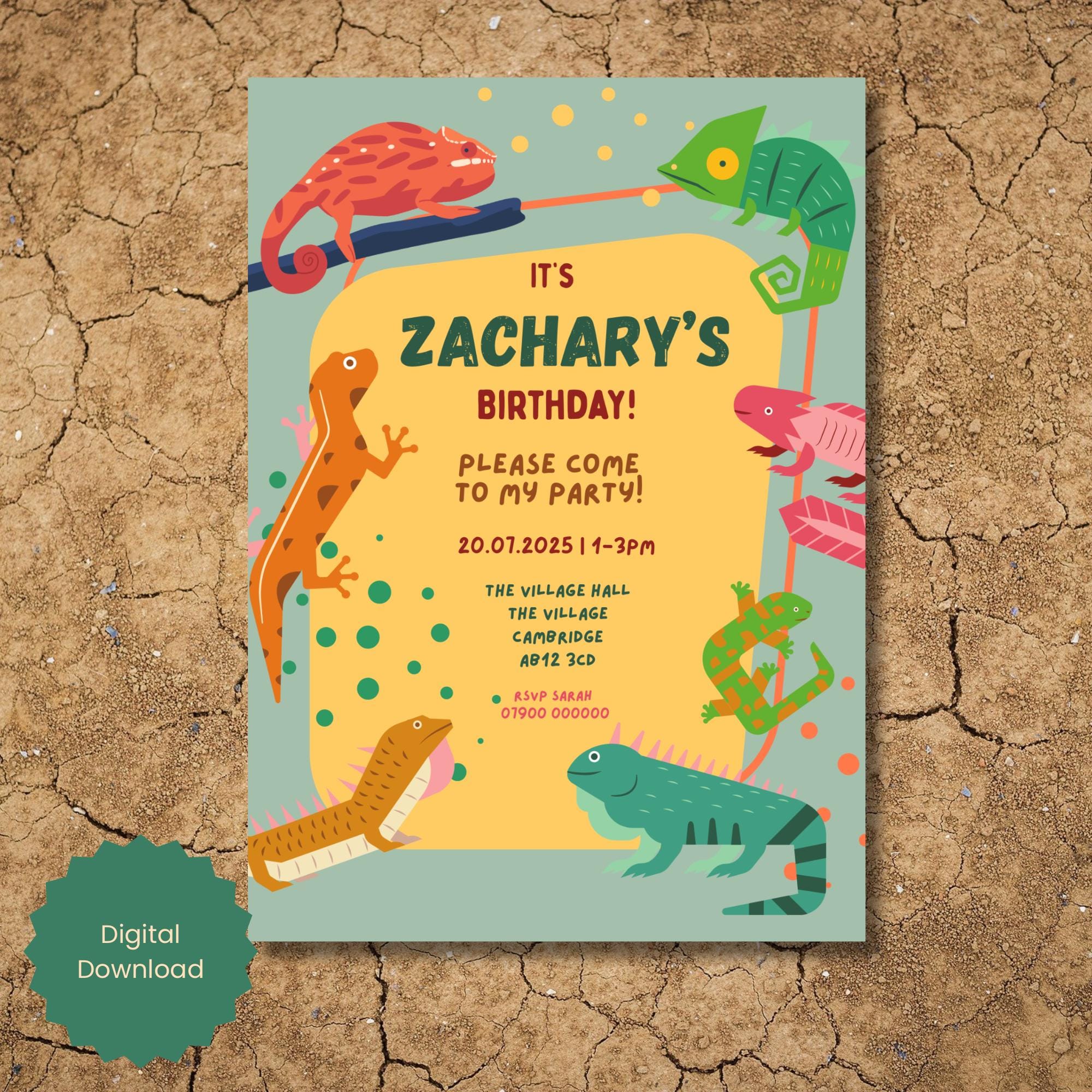 Reptile Birthday Party Invite: Tropical Rainforest Theme (digital ...