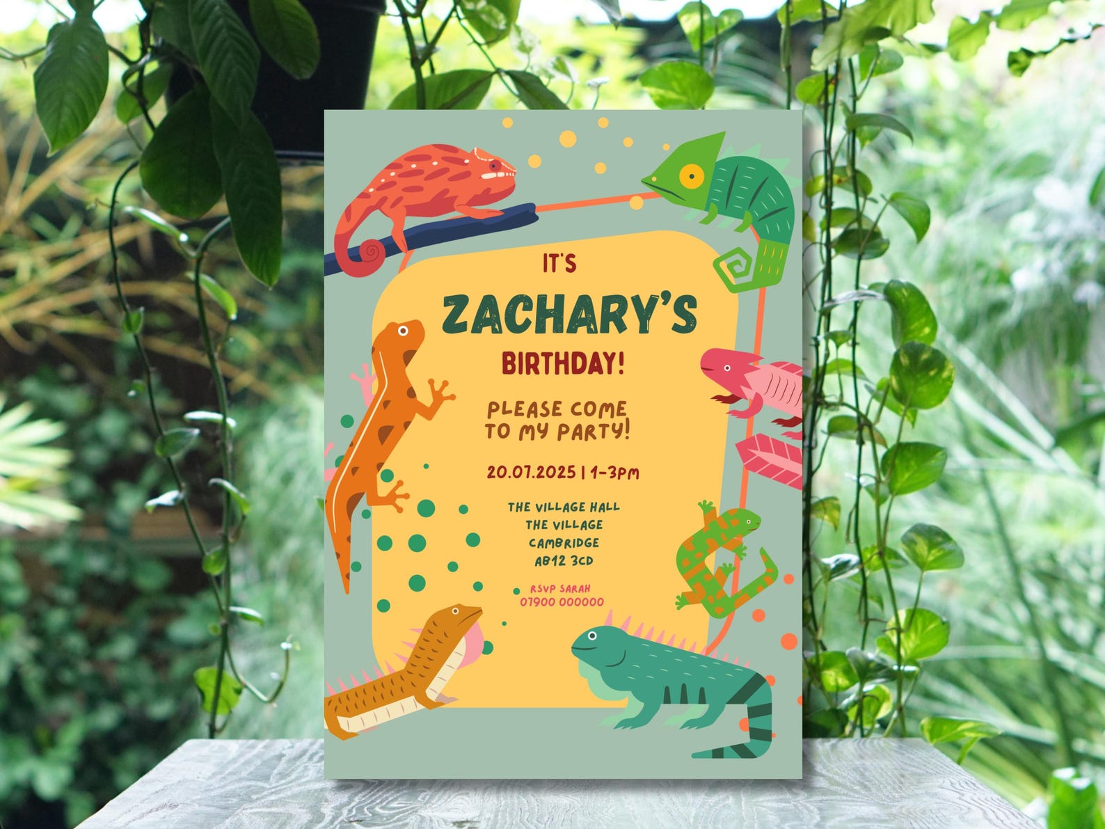 Reptile Birthday Party Invite: Tropical Rainforest Theme (digital ...