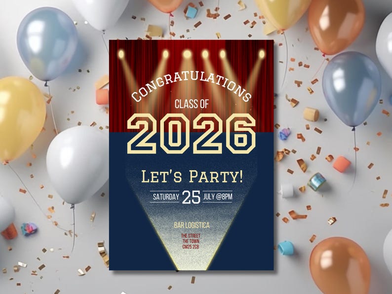 Class of 2026 Graduation Party Invitation: Customizable Template ...