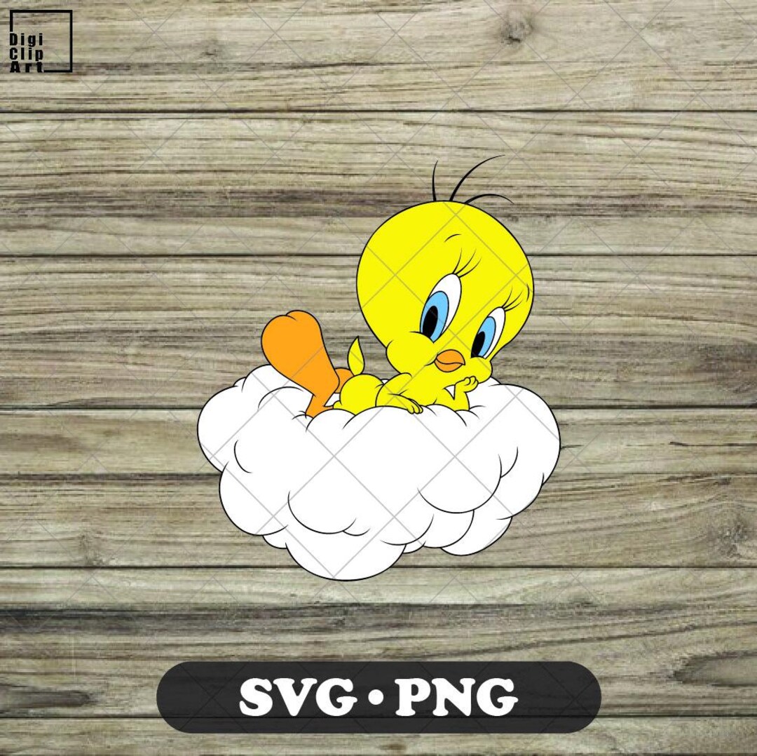 Tweety Svg, Baby Bird Svg, Baby Bird in Cloud, Tweety Outline Svg, Bird ...