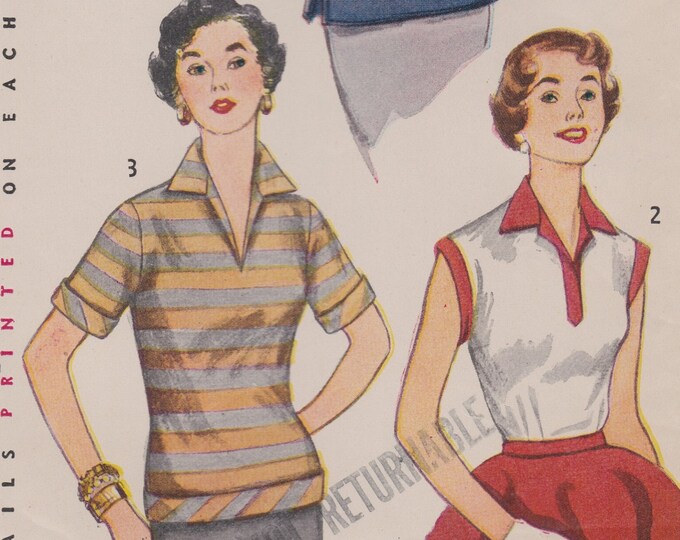 Simplicity 4159 / Vintage 1950s Sewing Pattern / Blouse Shirt Top ...