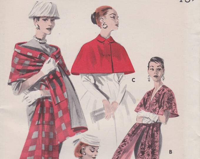 Butterick 7880 / Vintage 1950s Sewing Pattern / Cape Capelet Stole ...