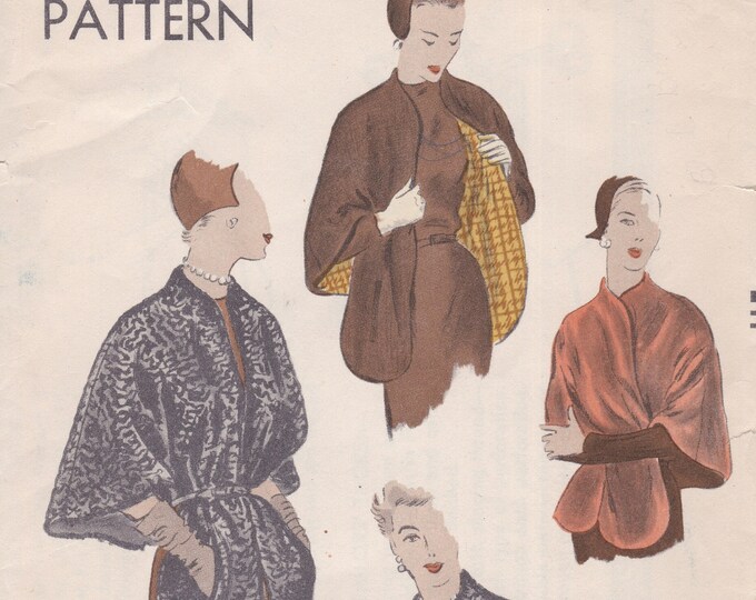 Vogue 6914 Vintage 1950s Sewing Pattern Cape Stole Shawl Wrap Size ...