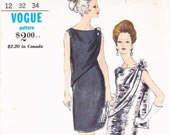 Vogue 6196 Vintage 1960s Sewing Pattern Sleeveless Sheath Dress and ...
