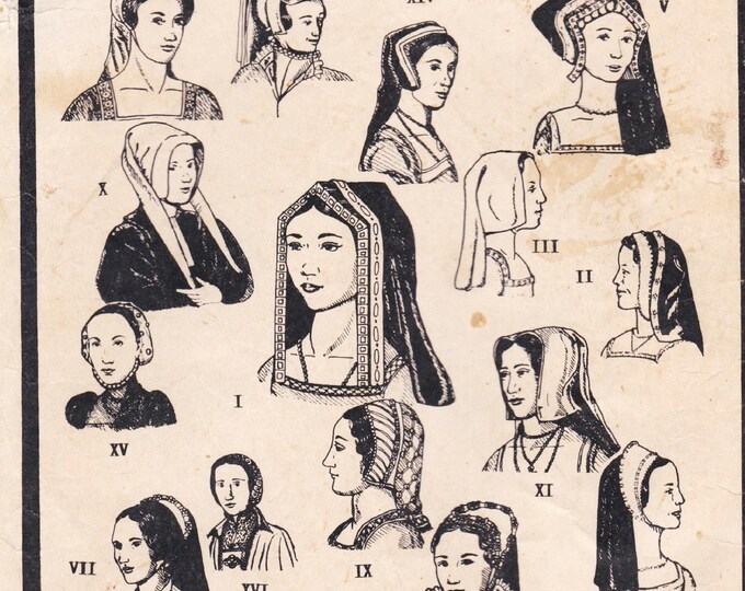 Period Patterns 52 Vintage Costume Sewing Pattern Tudor Era Headdresses ...