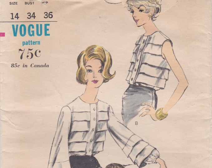 Vogue 6641 / Vintage 1960s Sewing Pattern / Blouse / Size 12 Bust 34 - Etsy