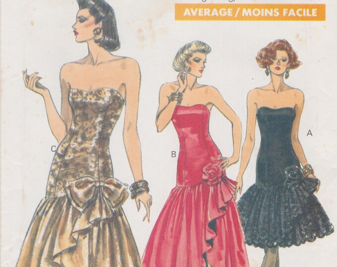 Vogue 7644 / Vintage Sewing Pattern / Strapless Evening Dress / Sizes ...
