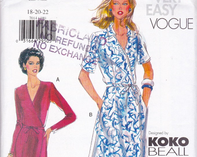 Very Easy Vogue 7014 Vintage Sewing Pattern by Koko Beall Wrap Dress ...