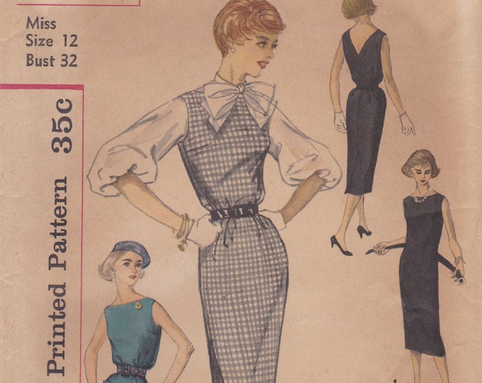 Simplicity 2390 / Vintage 1950s Sewing Pattern / Dress Jumper Blouse ...
