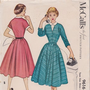 Mccalls 9616 / Vintage 1950s Sewing Pattern / Dress / Size 14 - Etsy