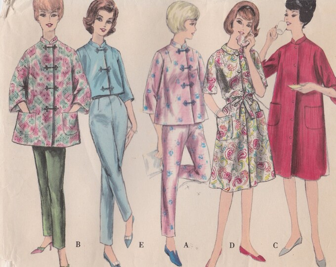 Vogue 5412 Vintage Sewing Pattern Pajamas Robe Sleepwear Lingerie Size ...