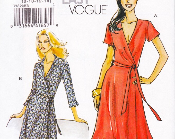 Very Easy Vogue 8379 Sewing Pattern Wrap Dress Sizes 8 10 12 14 Unused ...