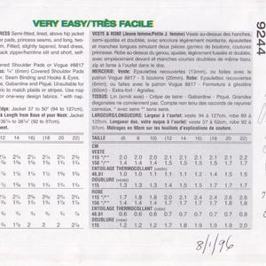 Very Easy Vogue 9244 Vintage Sewing Pattern Dress and Jacket Sizes 6 8 ...