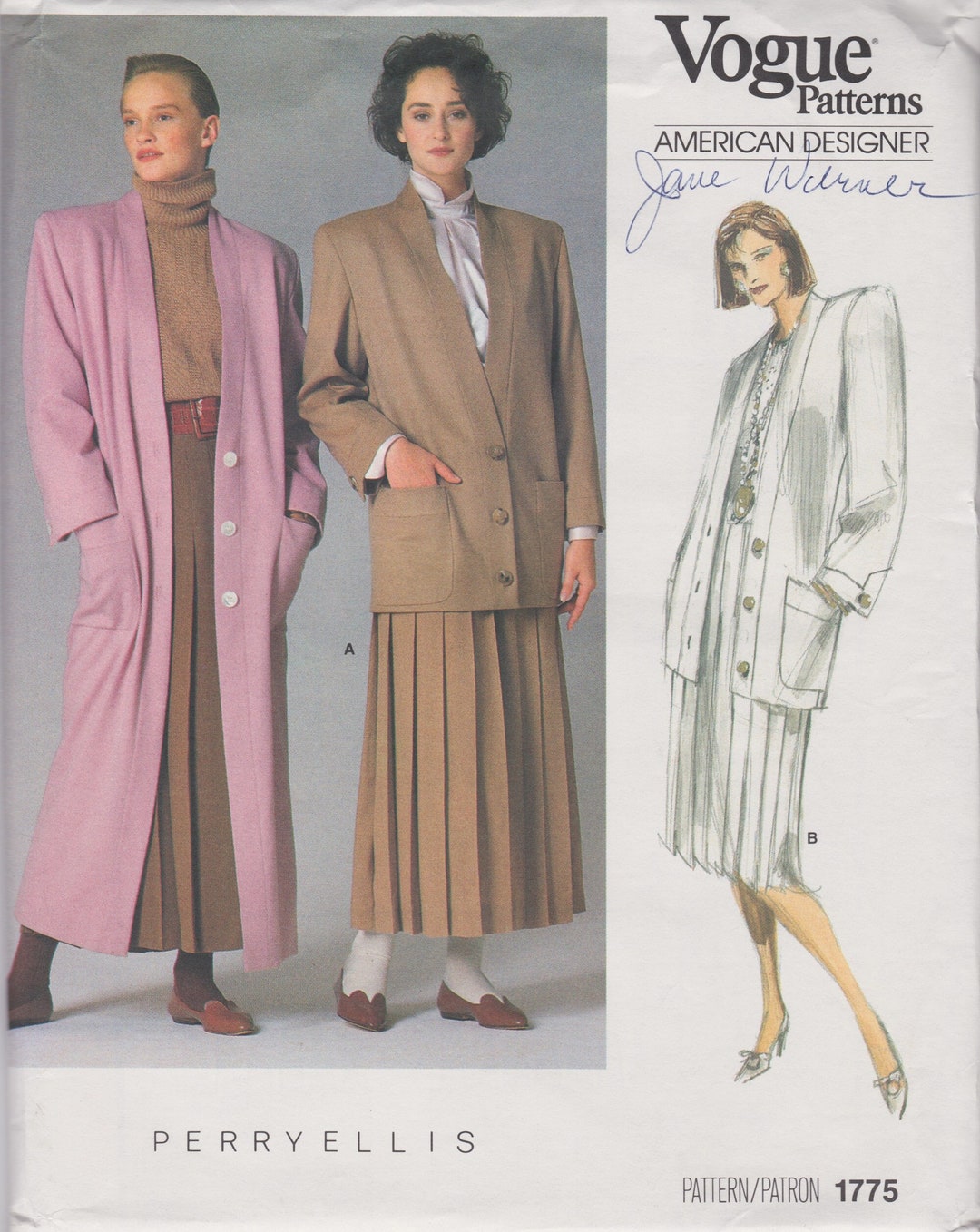 Vogue 1775 Vintage Designer Sewing Pattern by Perry Ellis Coat - Etsy