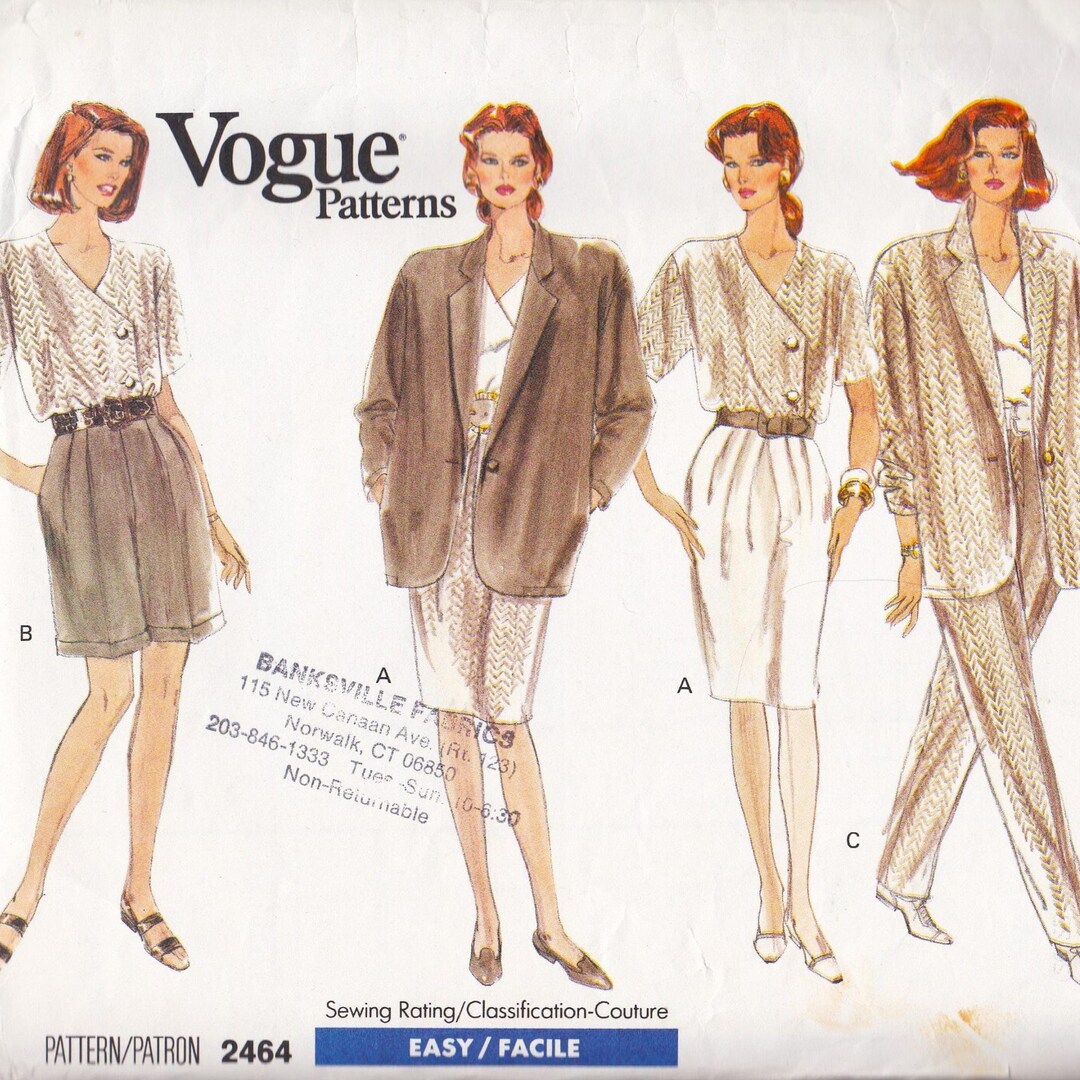 Vogue Wardrobe 2464 Sewing Pattern Shorts Jacket Trousers Pants Skirt ...