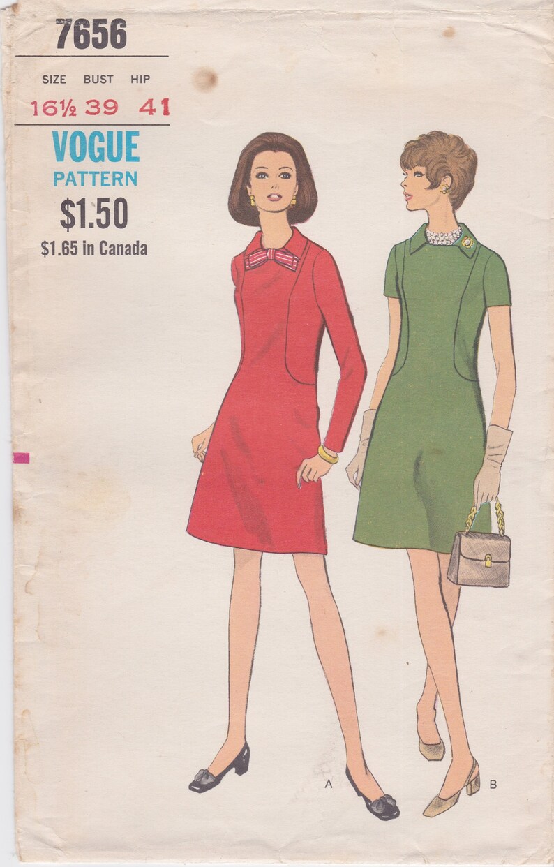 Vogue 7656 / Vintage 1970s Sewing Pattern / Dress / Bust 39 / - Etsy