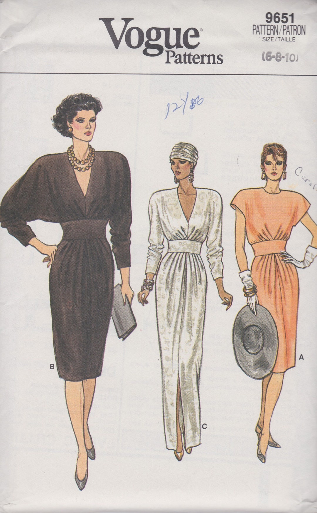 Vogue 9651 Vintage Sewing Pattern Dress Gown Sizes 6 8 10 Unused - Etsy