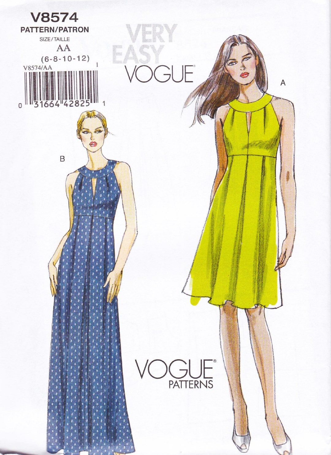 Very Easy Vogue 8574 Sewing Pattern Dress Sizes 6 8 10 12 Unused - Etsy