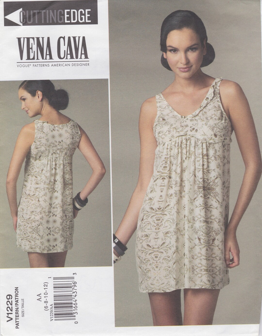 Vogue 1229 Designer Sewing Pattern by Vena Cava Dress Sizes 6 8 10 12 ...