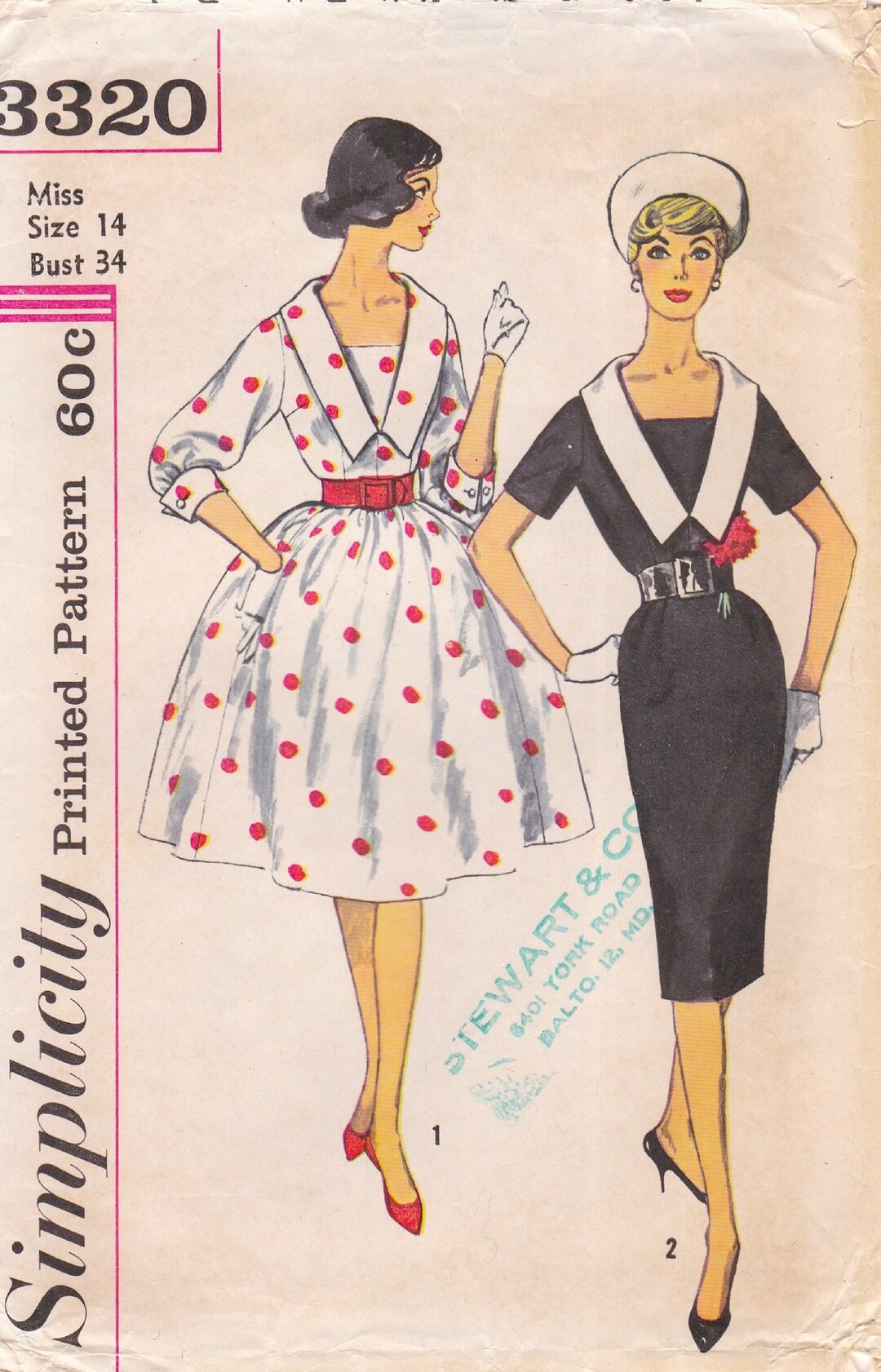 Simplicity 3320 Vintage 1960s Sewing Pattern Dress Size 14 Bust 34 - Etsy