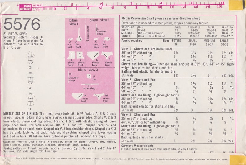 Simplicity 5576 / Vintage Sewing Pattern / Swimsuit Bathing - Etsy