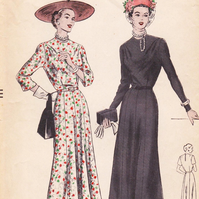 Vogue 6399 Vintage 1940s Sewing Pattern Dress Size 14 Bust 32 Unused - Etsy