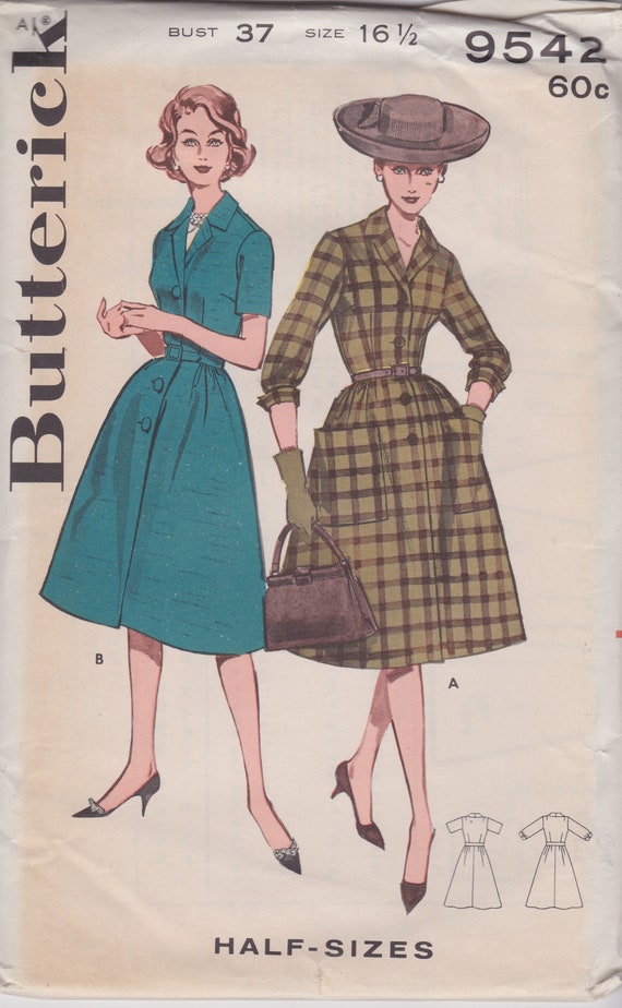 Butterick 9542 / Vintage Sewing Pattern / Dress / Bust 37 / - Etsy