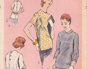 Vogue 5694 Vintage 1960s Sewing Pattern Blouse Shirt Top Size 14 Bust ...