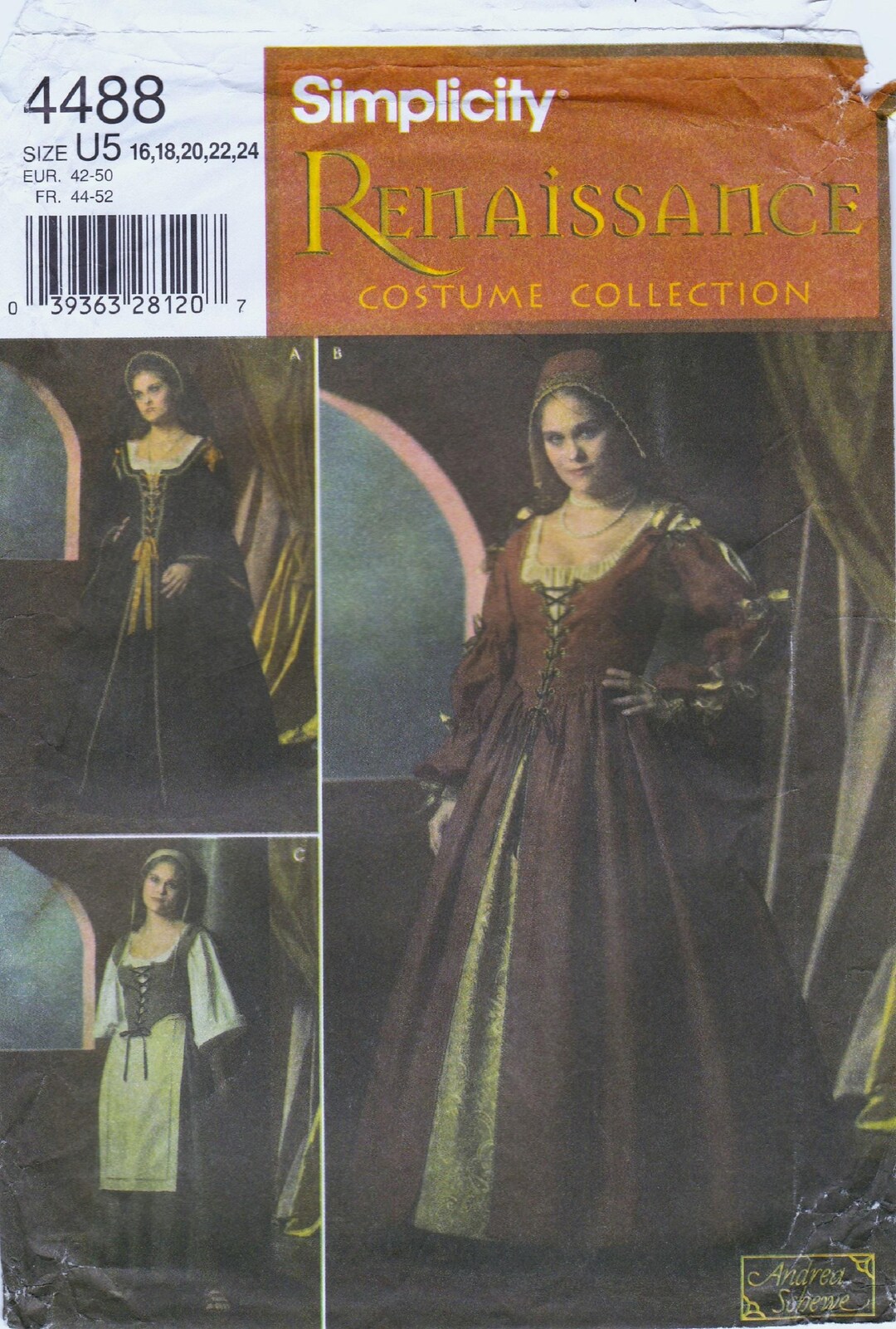 Simplicity 4488 Renaissance Costume Sewing Pattern by Andrea Schewe ...