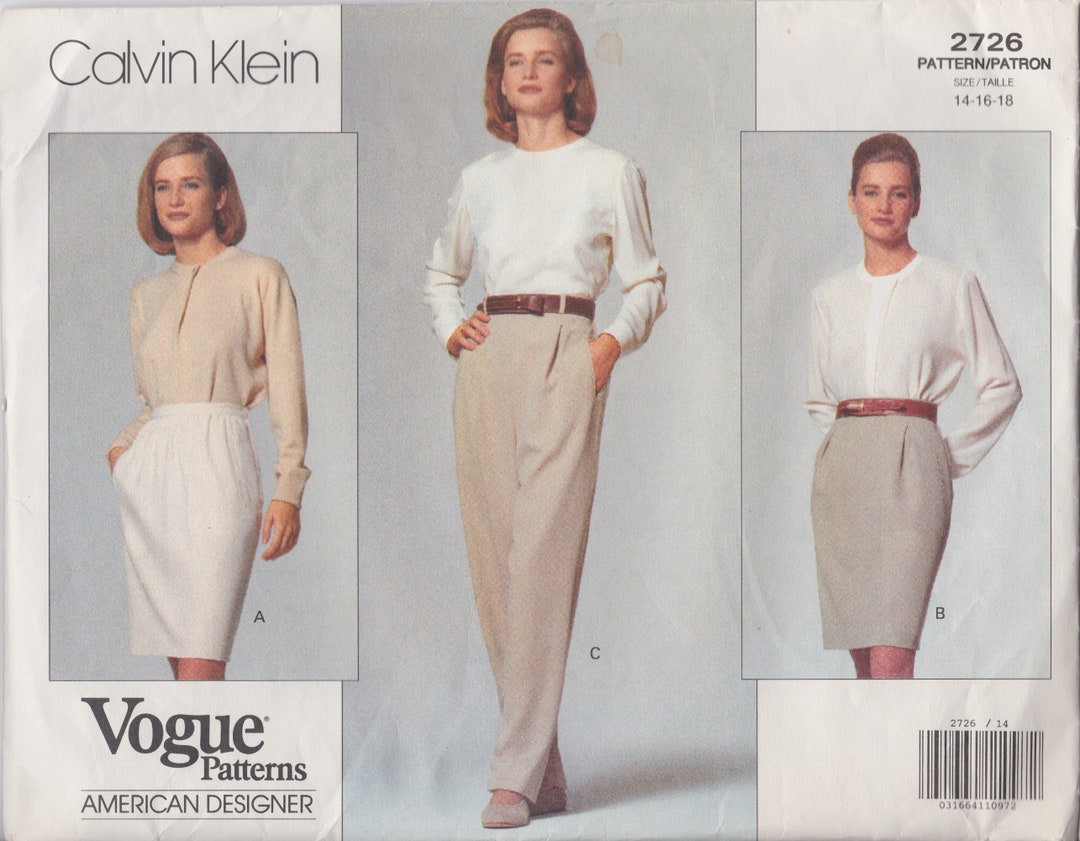 Vogue 2726 Vintage Designer Sewing Pattern by Calvin Klein Trousers ...