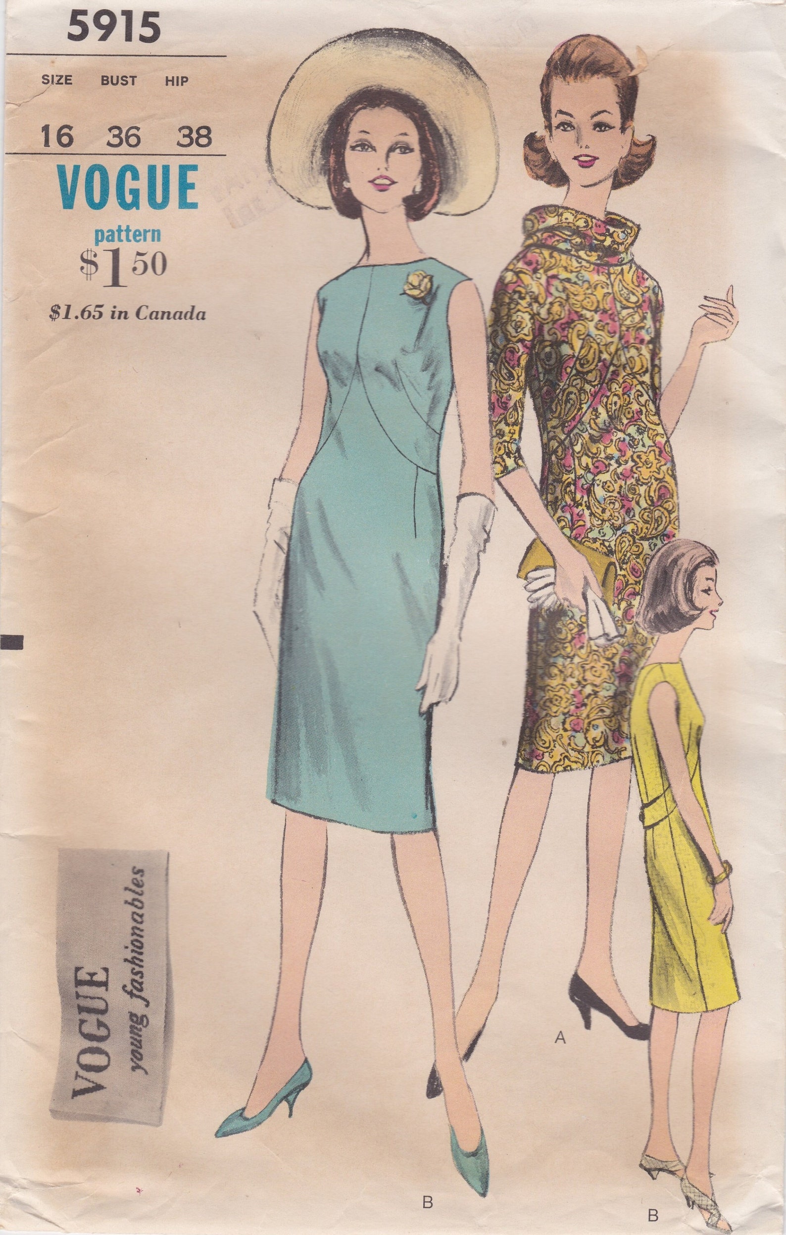 Vogue 5915 / Vintage 1960s Sewing Pattern With Label / Dress / | Etsy