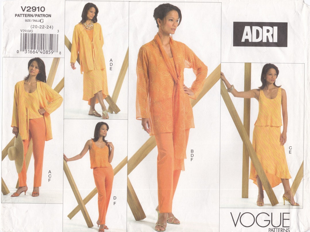 Vogue 2910 Designer Sewing Pattern by Adri Jacket Trousers Pants Skirt ...