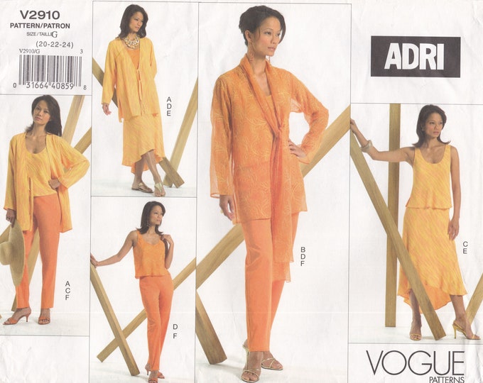 Vogue 2910 Designer Sewing Pattern by Adri Jacket Trousers Pants Skirt ...