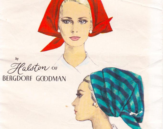 Vogue 6676 Vintage 1960s Sewing Pattern by Halston Hat Scarf Millinery ...