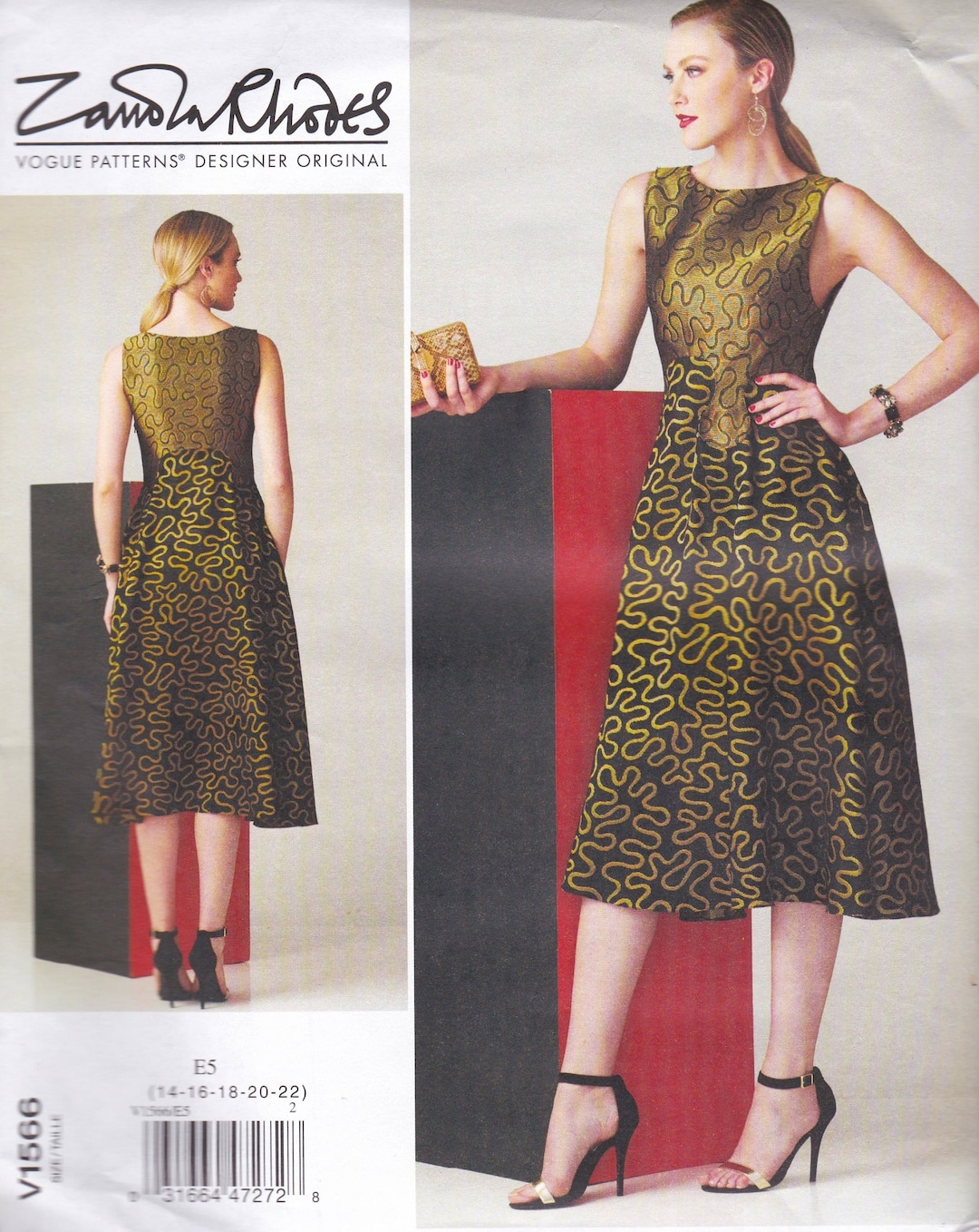 Vogue 1566 Designer Sewing Pattern by Zandra Rhodes Dress Sizes 14 16 ...