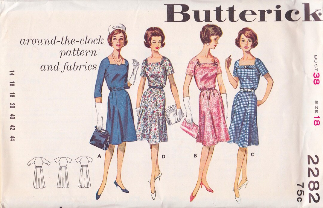 Butterick 2282 Vintage Sewing Pattern Dress With Raglan Sleeves Size 18 ...