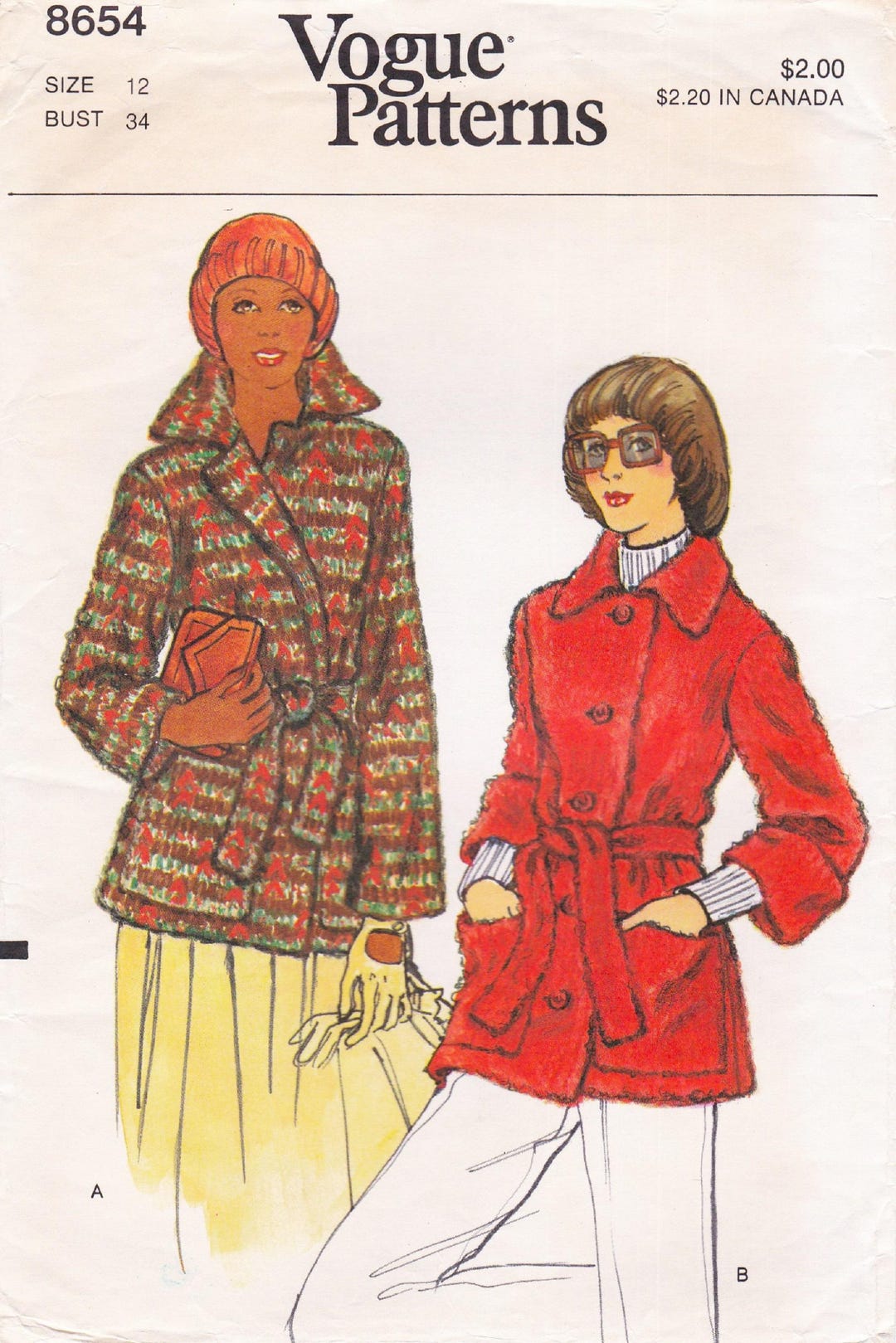 Vogue 8654 Vintage Sewing Pattern Jacket Coat Size 12 Bust 34 - Etsy