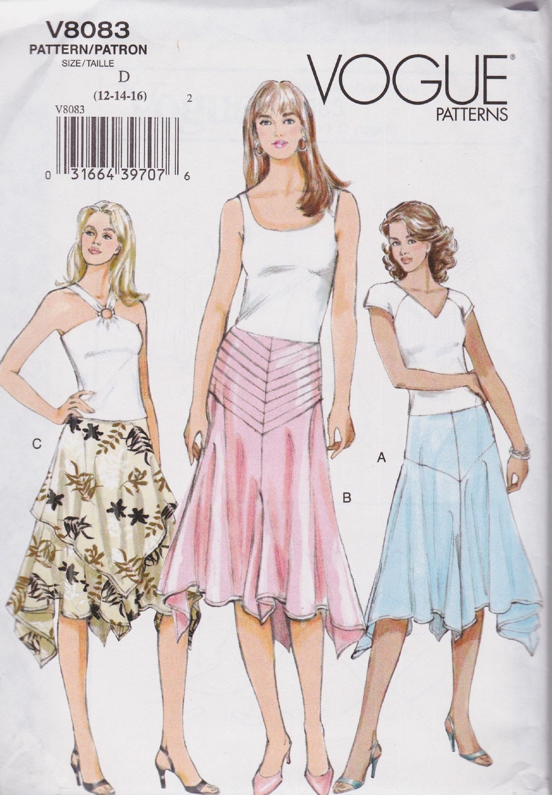Vogue 8083 Sewing Pattern Skirt Sizes 12 14 16 Unused - Etsy