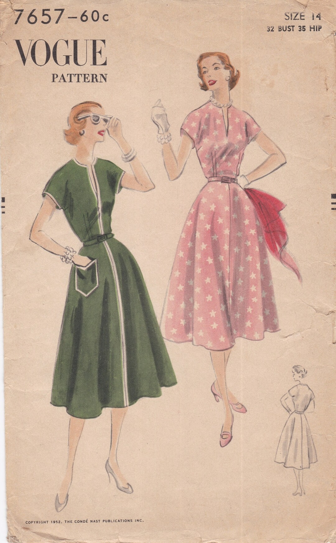 Vogue 7657 Vintage 1950s Sewing Pattern Dress Size 14 Bust 32 - Etsy
