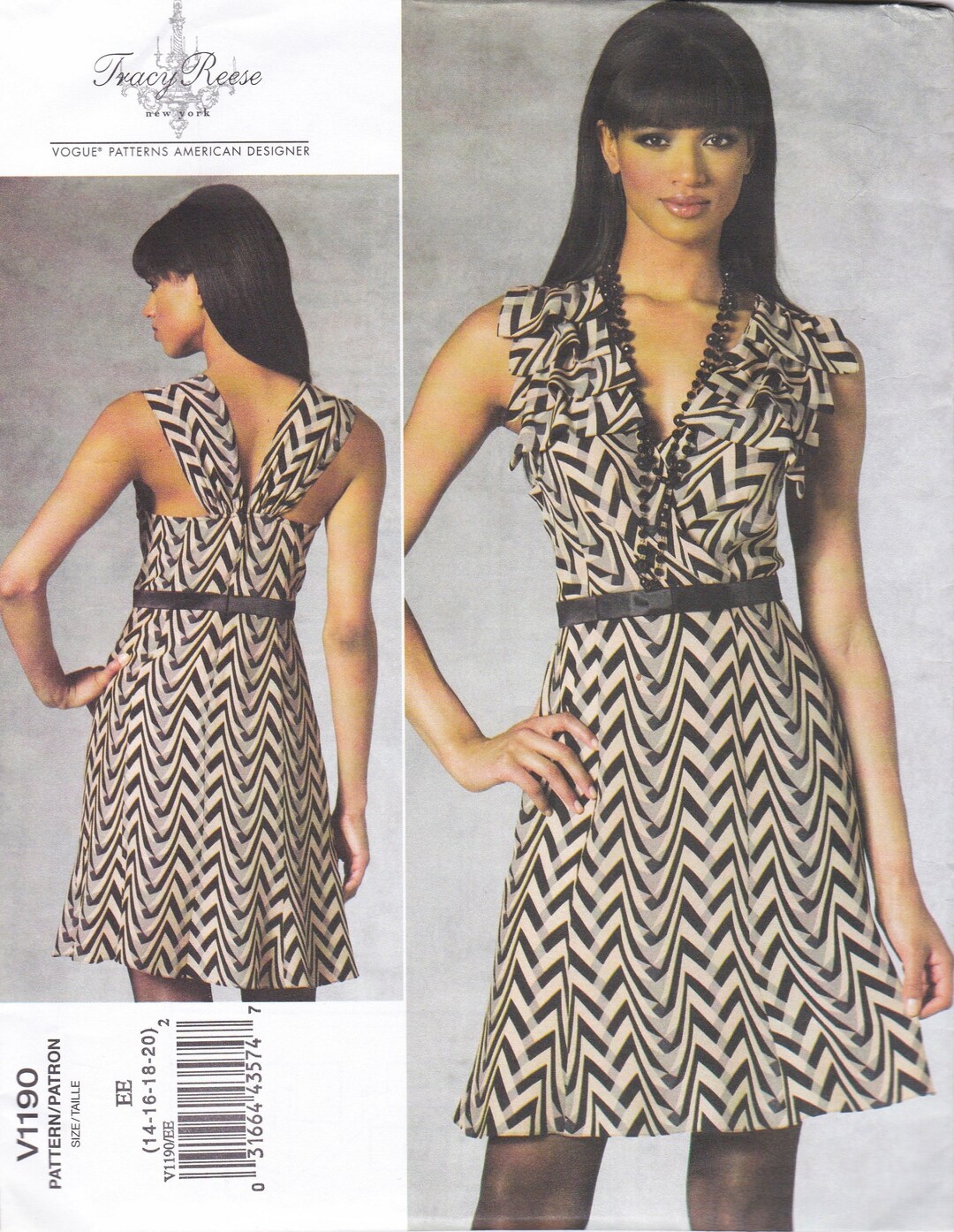 Vogue 1190 Designer Sewing Pattern by Tracy Reese Dress Sizes 14 16 18 ...