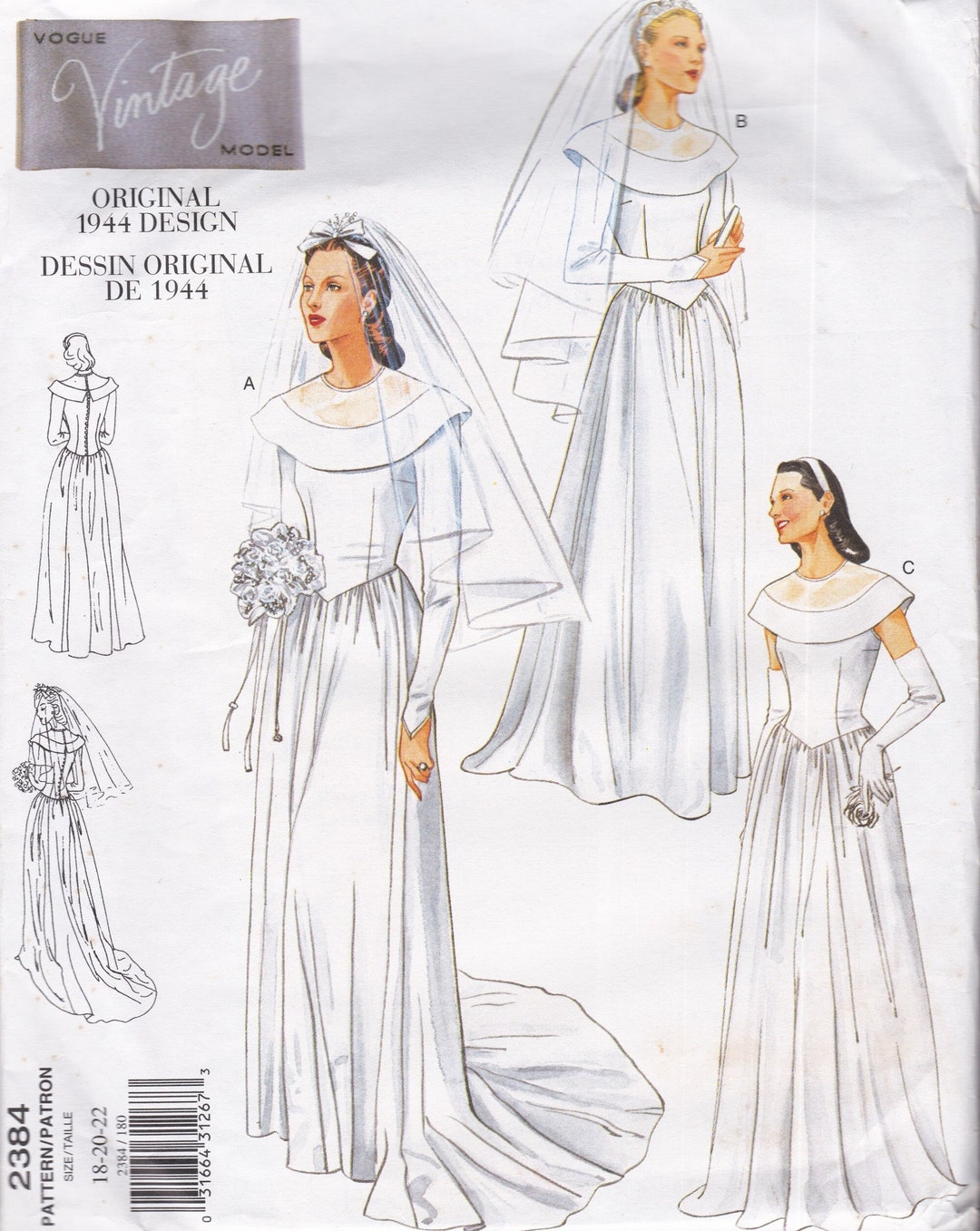Vogue 2384 Reproduction Sewing Pattern Reissue of A 1940s Design ...