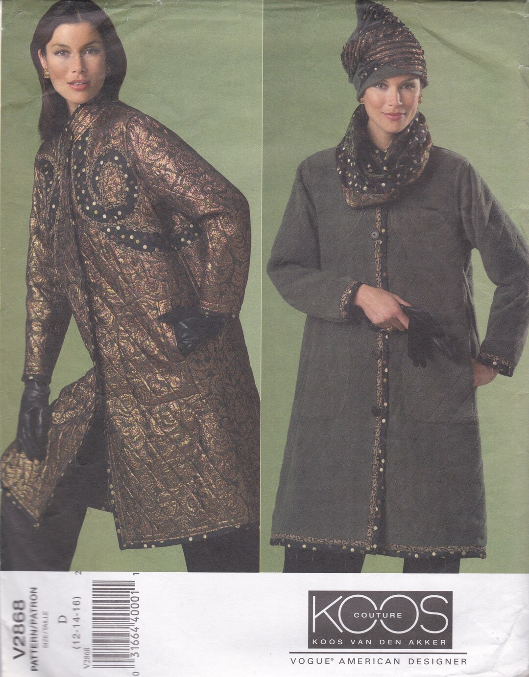 Vogue 2868 Designer Sewing Pattern by Koos Van Den Akker Reversible ...