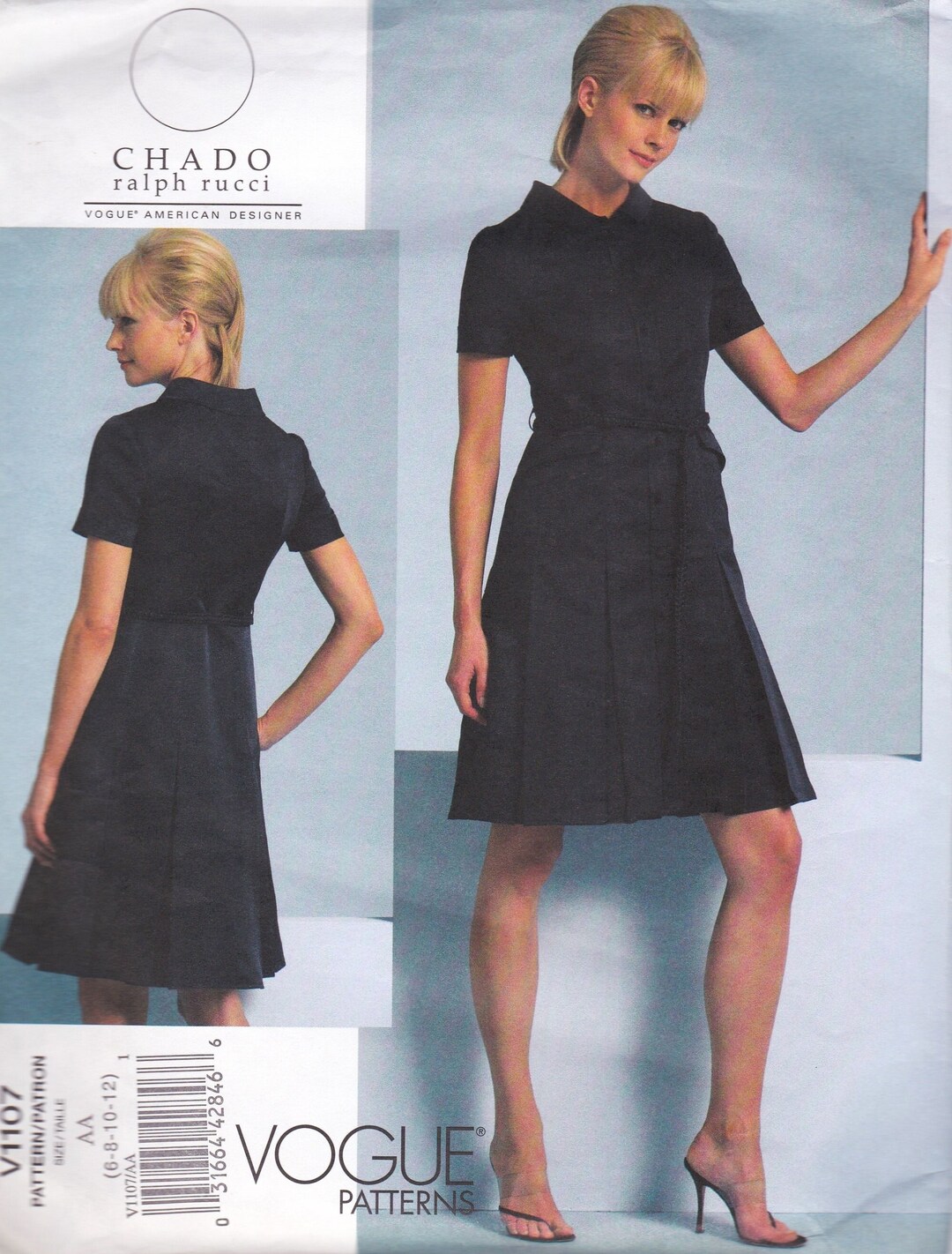 Vogue 1107 Designer Sewing Pattern Chado Ralph Rucci Dress Sizes 6 8 10 ...